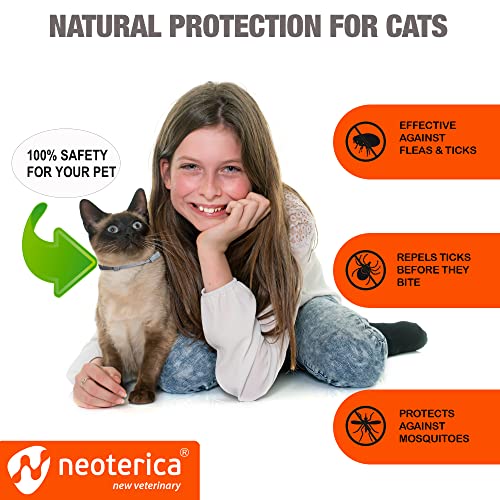 Natural Flea & Tick Collar for Cats - 6 Months Control of Best Prevention & Safe Treatment - Anti Fleas and Ticks Essential Oil Repellent (1 Pack)