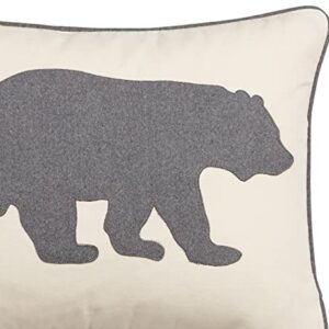 Eddie Bauer Home Throw Pillow with Zipper Closure, Perfect Home Decor for Bed or Sofa, 16" x 20", Bear Twill Grey