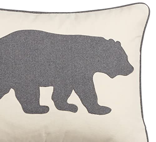 Eddie Bauer Home Throw Pillow with Zipper Closure, Perfect Home Decor for Bed or Sofa, 16" x 20", Bear Twill Grey