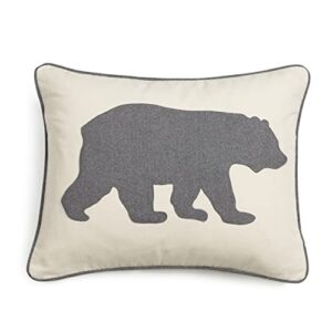 Eddie Bauer Home Throw Pillow with Zipper Closure, Perfect Home Decor for Bed or Sofa, 16" x 20", Bear Twill Grey