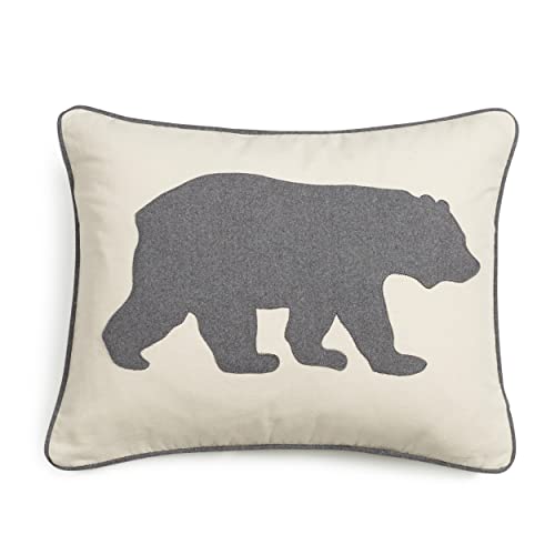 Eddie Bauer Home Throw Pillow with Zipper Closure, Perfect Home Decor for Bed or Sofa, 16" x 20", Bear Twill Grey