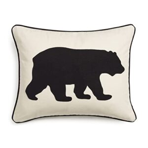 Eddie Bauer Home Throw Pillow with Zipper Closure, Perfect Home Decor for Bed or Sofa, 16" x 20", Bear Twill Black