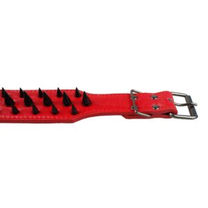 Benala Pet Dog Collar Adjustable Harness Spiked Studded Faux Leather Punk Rivet Dog Collar Pu Sharp Spikes Dog Supplies,Red,M