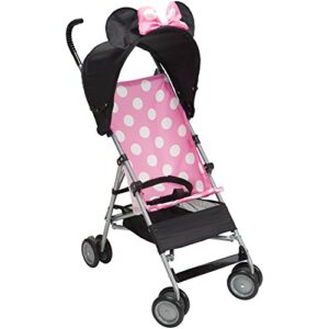 disney umbrella stroller with basket, pink minnie