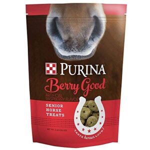 purina | berry good - raspberry flavored senior horse treats | added biotin for hoof health -3 pound (3 lb) bag