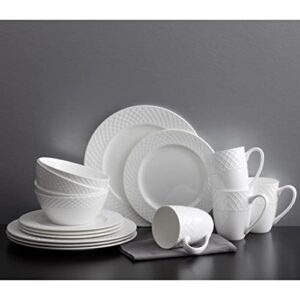 Mikasa Trellis 16 Piece Dinnerware Set, Service for 4, White