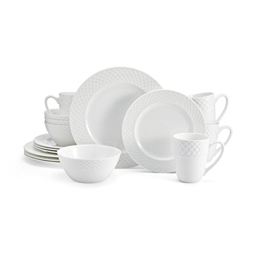 Mikasa Trellis 16 Piece Dinnerware Set, Service for 4, White