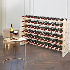 ZENY 72 Bottles Stackable Modular Wine Rack, Freestanding Wine Bottle Holder 6-Tier Wine Holder Display Shelves for Kitchen, Cellar or Basement, Thick Wood Wobble-Free