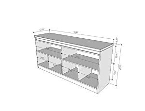 Manhattan Comfort Viennese Collection 6 Shelf Gloss Finished Long Buffet Cabinet/Dining Console with 4 Doors, 62.99" Inches, Black Matte