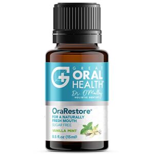 orarestore natural bad breath treatment—concentrated blend of essential oils—dentist formulated liquid toothpaste & mouthwash for healthy gums & teeth—tooth oil for oral care w/ebooklet 15ml (1 pack)