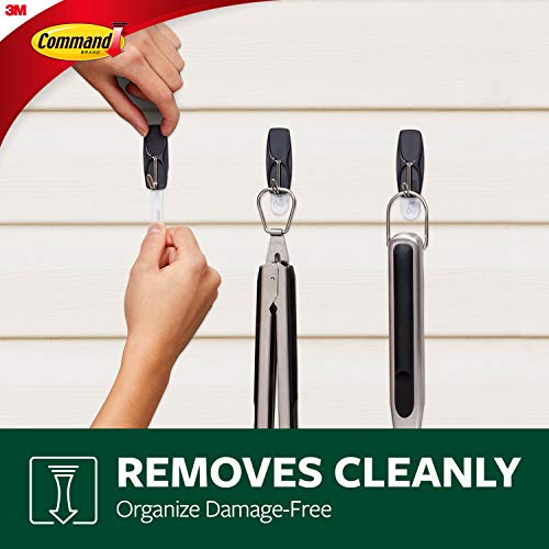 Command Outdoor Stainless Steel Wire Hooks, Damage Free Hanging Wall Hooks with Adhesive Strips, No Tools Wall Hooks, 2 Black Hooks and 3 Weather Resistant Command Strips