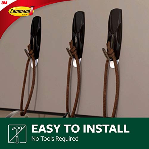 Command Outdoor Stainless Steel Wire Hooks, Damage Free Hanging Wall Hooks with Adhesive Strips, No Tools Wall Hooks, 2 Black Hooks and 3 Weather Resistant Command Strips