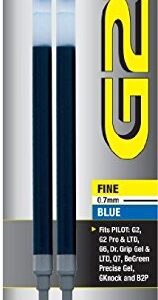 Pilot G2 Gel Ink Refill, 2-Pack for Rolling Ball Pens, Fine, Black, Red, & Blue