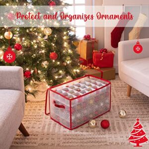 Simplify Ornament Storage Organizer | Storage | Fits 112 Ornaments | Zipper Closure | Space Saving | Easy to Use | Red | Light Weight | Dimensions 11.81 x 20.67 x 11.81