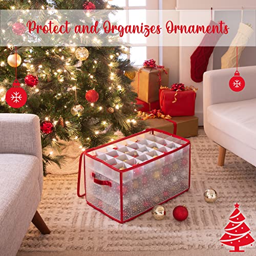 Simplify Ornament Storage Organizer | Storage | Fits 112 Ornaments | Zipper Closure | Space Saving | Easy to Use | Red | Light Weight | Dimensions 11.81 x 20.67 x 11.81