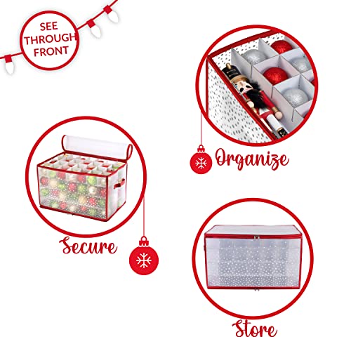 Simplify Ornament Storage Organizer | Storage | Fits 112 Ornaments | Zipper Closure | Space Saving | Easy to Use | Red | Light Weight | Dimensions 11.81 x 20.67 x 11.81