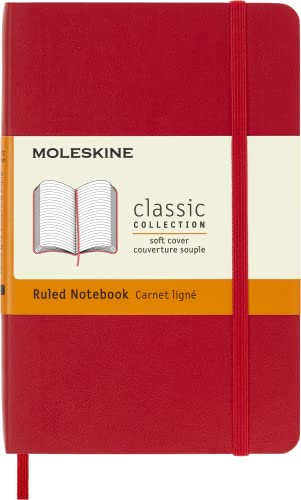 Moleskine Classic Notebook, Soft Cover, Pocket (3.5" x 5.5") Ruled/Lined, Scarlet Red, 192 Pages