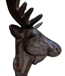 Coat Hat Hooks, 6.5" Cast Iron Moose Head Vintage Antique Style Hangers Set of 4