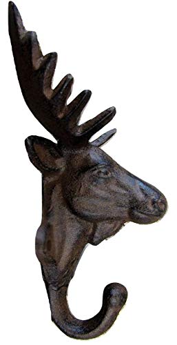 Coat Hat Hooks, 6.5" Cast Iron Moose Head Vintage Antique Style Hangers Set of 4