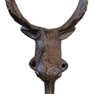 Coat Hat Hooks, 6.5" Cast Iron Moose Head Vintage Antique Style Hangers Set of 4