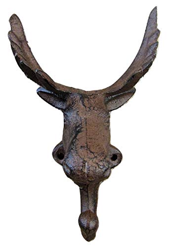 Coat Hat Hooks, 6.5" Cast Iron Moose Head Vintage Antique Style Hangers Set of 4