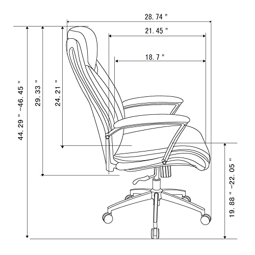 Realspace® - Chair - Modern Comfort Verismo Bonded Leather High-Back Executive Chair, Black/Chrome - 31" x 14" x 24.5"