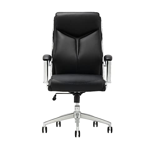 Realspace® - Chair - Modern Comfort Verismo Bonded Leather High-Back Executive Chair, Black/Chrome - 31" x 14" x 24.5"