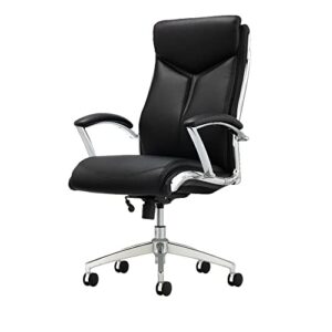 Realspace® - Chair - Modern Comfort Verismo Bonded Leather High-Back Executive Chair, Black/Chrome - 31" x 14" x 24.5"