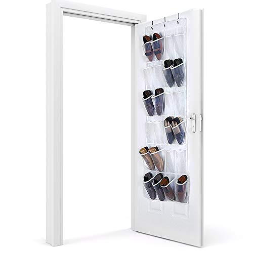 Eutuxia Over the Door 24 Pocket All Purpose Organizer Hanging Rack with 3 Steel Door Hooks. Breathable Mesh Back with Transparent PVC Pockets. Good for Closet, Kitchen, or Organizing Your Room. Space Saver.