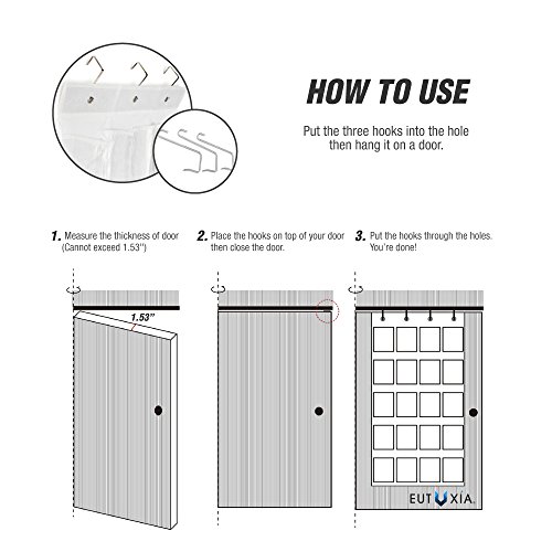 Eutuxia Over the Door 24 Pocket All Purpose Organizer Hanging Rack with 3 Steel Door Hooks. Breathable Mesh Back with Transparent PVC Pockets. Good for Closet, Kitchen, or Organizing Your Room. Space Saver.