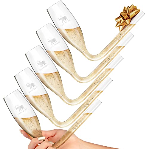 Chambong Champagne Shooter - Unique Gifts for Bachelorette Party Favors, Engagement Gifts & Drinking Games for Adults Party - Champagne Bong Style Champagne Glasses - (Plastic, 6 oz. 5-Pc Set)