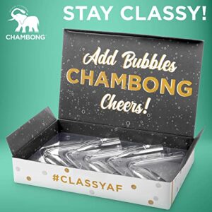 Chambong Champagne Shooter - Unique Gifts for Bachelorette Party Favors, Engagement Gifts & Drinking Games for Adults Party - Champagne Bong Style Champagne Glasses - (Plastic, 6 oz. 5-Pc Set)