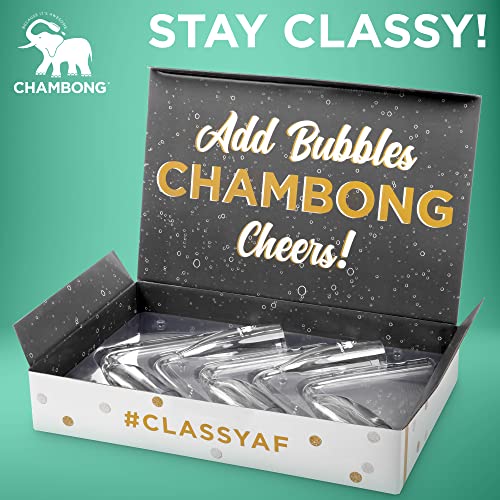 Chambong Champagne Shooter - Unique Gifts for Bachelorette Party Favors, Engagement Gifts & Drinking Games for Adults Party - Champagne Bong Style Champagne Glasses - (Plastic, 6 oz. 5-Pc Set)