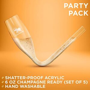 Chambong Champagne Shooter - Unique Gifts for Bachelorette Party Favors, Engagement Gifts & Drinking Games for Adults Party - Champagne Bong Style Champagne Glasses - (Plastic, 6 oz. 5-Pc Set)