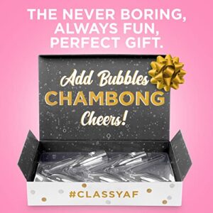 Chambong Champagne Shooter - Unique Gifts for Bachelorette Party Favors, Engagement Gifts & Drinking Games for Adults Party - Champagne Bong Style Champagne Glasses - (Plastic, 6 oz. 5-Pc Set)