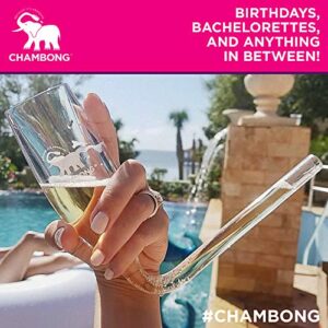 Chambong Champagne Shooter - Unique Gifts for Bachelorette Party Favors, Engagement Gifts & Drinking Games for Adults Party - Champagne Bong Style Champagne Glasses - (Plastic, 6 oz. 5-Pc Set)