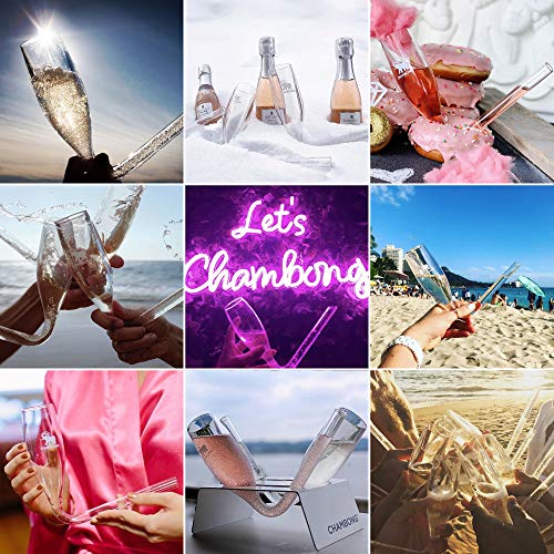 Chambong Champagne Shooter - Unique Gifts for Bachelorette Party Favors, Engagement Gifts & Drinking Games for Adults Party - Champagne Bong Style Champagne Glasses - (Plastic, 6 oz. 5-Pc Set)