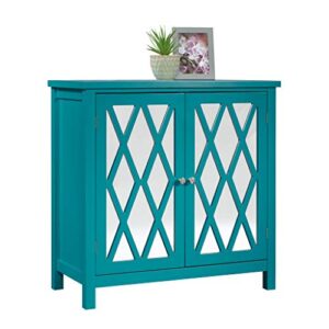 sauder harbor view accent storage cabinet, caribean blue finish