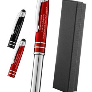 SyPen Nurse Gift Pen With Engraved Messaged - 3-In-1 Metal Ballpoint Pen, Tablet and Phone Stylus, And LED Flashlight - Red