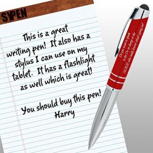 SyPen Nurse Gift Pen With Engraved Messaged - 3-In-1 Metal Ballpoint Pen, Tablet and Phone Stylus, And LED Flashlight - Red