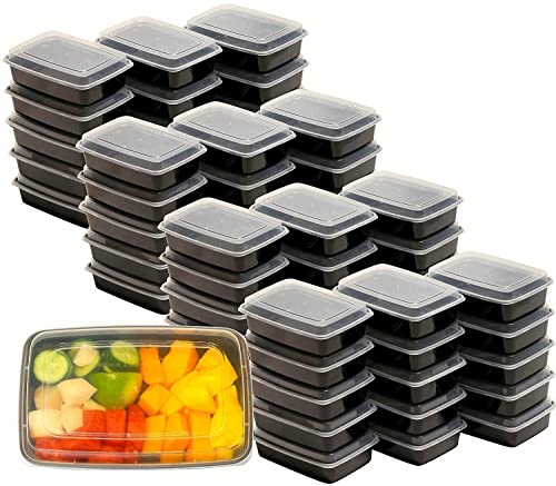 50 Pack - SimpleHouseware 1 Compartment Reusable Food Grade Meal Prep Storage Container Lunch Boxes, 28 Ounces