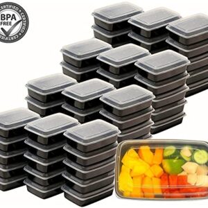 50 Pack - SimpleHouseware 1 Compartment Reusable Food Grade Meal Prep Storage Container Lunch Boxes, 28 Ounces