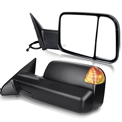 ECCPP Towing Mirrors fit for 2009-10 for Dodge for Ram 1500 2011-2016 for Ram 1500 2500 3500 Pickup Signal Lights Pair Power Heated Passenger & Driver Side Side Mirrors