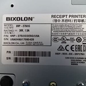 Bixolon SRP-275IIICOSG Series Srp-275III Impact Printer, Serial Interface, USB, Auto Cutter, Black