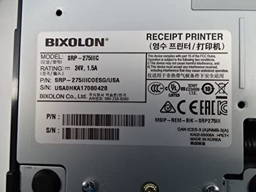 Bixolon SRP-275IIICOSG Series Srp-275III Impact Printer, Serial Interface, USB, Auto Cutter, Black