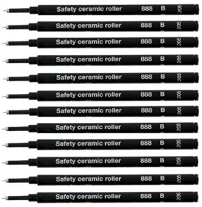 12 pack - schmidt 888 (888b) ceramic tip rollerball refills - black broad point