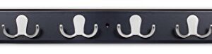 BIRDROCK HOME Dual Hook Coat Rack - 6 Dual Hooks - Wall Mounted Hat Key Rack Rail - Satin Nickel Hooks - Black Pine Bathroom Rail