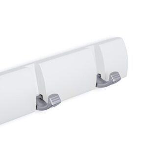 BIRDROCK HOME Wall Mounted Folding Hooks - 6 Folding Coat and Hat Rack Hooks - Satin Nickel Hooks - White Rail