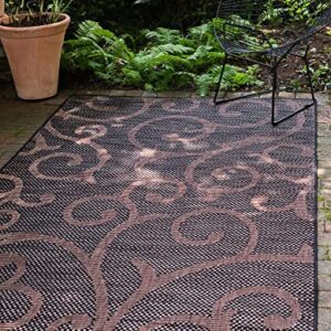 Unique Loom Outdoor Botanical Collection Area Rug - Vine (5' 1" x 8' Rectangle, Chocolate Brown/ Black)