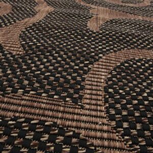 Unique Loom Outdoor Botanical Collection Area Rug - Vine (5' 1" x 8' Rectangle, Chocolate Brown/ Black)